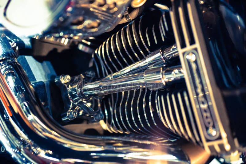 Close Up View of a Shiny Motorcycle Engine. Macro Stock Image - Image ...