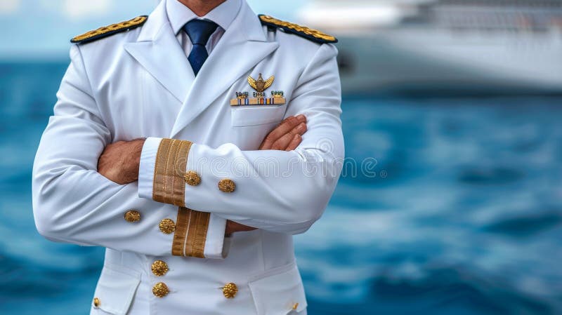 Close Up View of a Ship Captain Steering at Sea, Navigating Vessel in ...