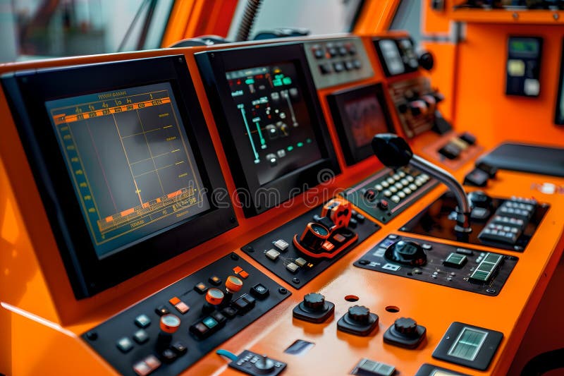Close-up View of a Ship S Control Panel with Modern Navigation ...