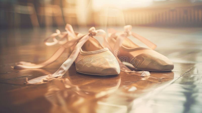 The Close Up View of Shoe of Ballet Dancer Inside Rehearsal Studio Room ...