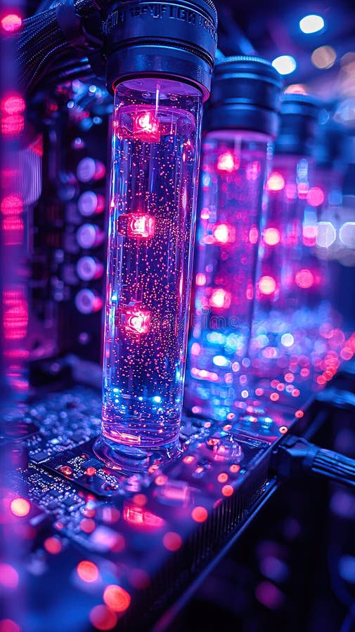 A Customized Computer S Water Cooling System is Illuminated with ...