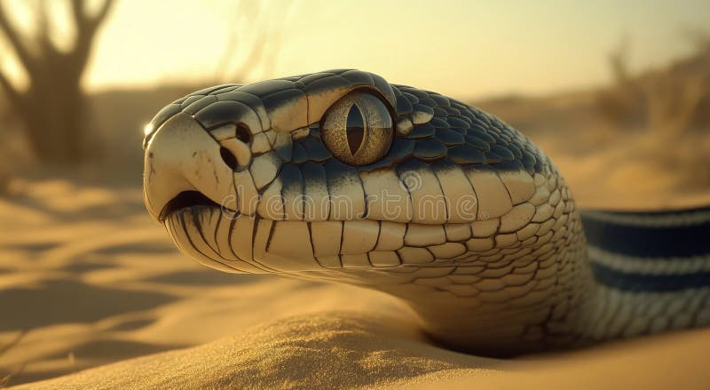 A Close-up View Showcases the Head of a Light Brown Snake, Emphasizing ...