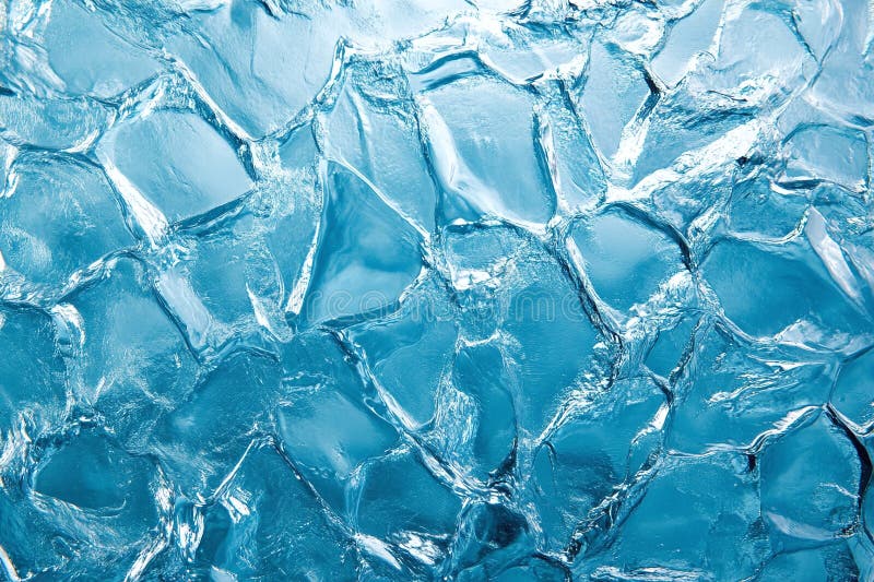 Closeup View of Blue Cracked Ice Texture with Abstract Geometric ...