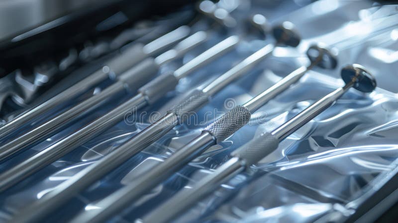 Protectively Packed Dental Surgical Tools in Close-Up View Stock ...