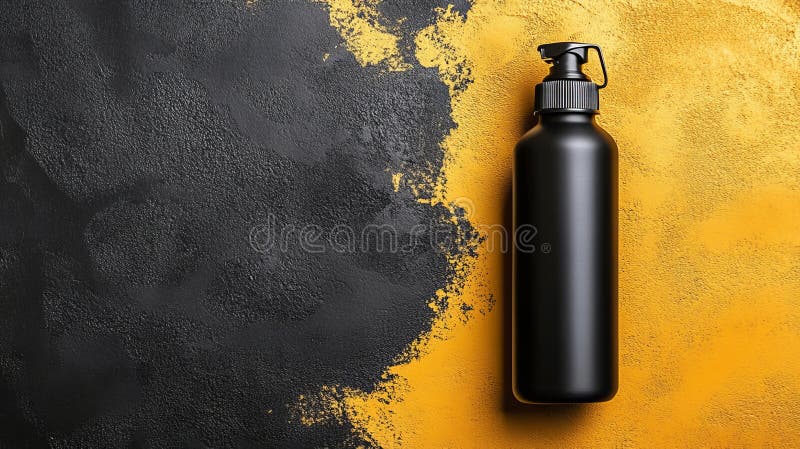 A Close-up View Showcases a Sleek Black Drink Bottle with a One-of-a ...
