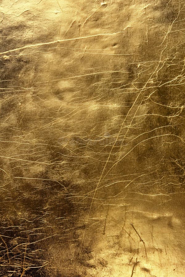 Gold Foil Art Piece Features Intricate Texture Patterns. Close-up View ...