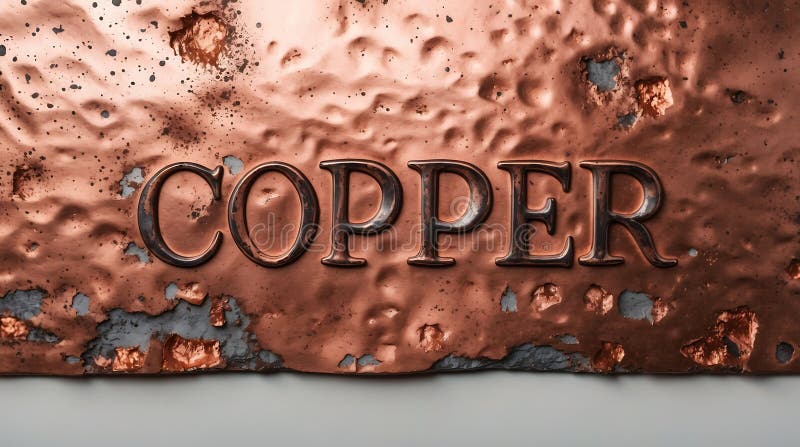 Textured Copper Surface Featuring the Word Copper with Distinct Pitted ...