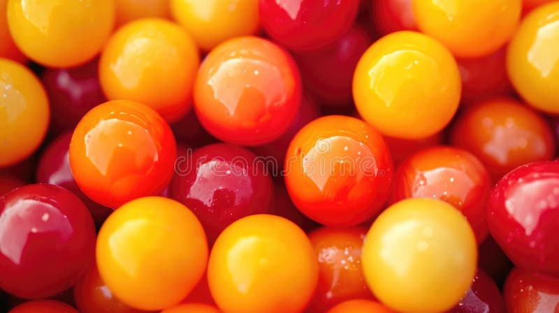 A Close-up View Showcasing a Collection of Orange and Yellow Balls ...
