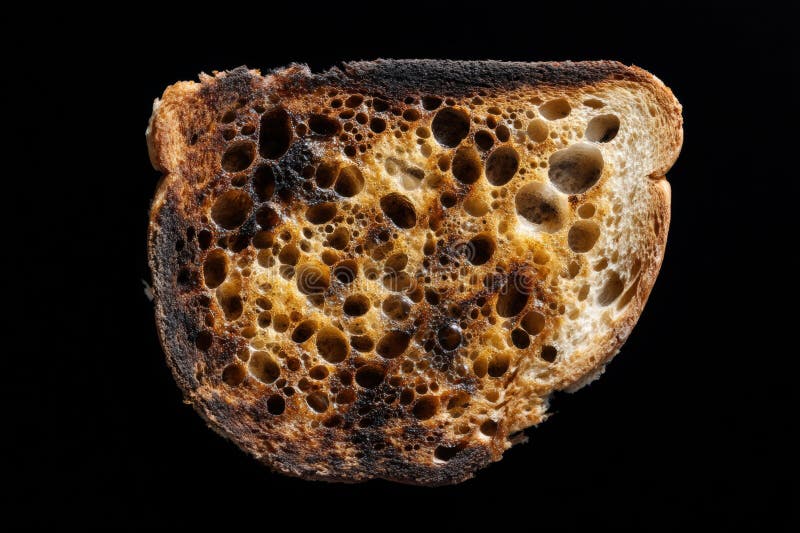 Burnt Slice of Bread Reveals Texture and Color Contrasts in a Dark ...