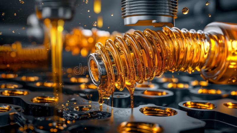 High-quality Engine Oil Flowing Smoothly in a Mechanical System with a ...