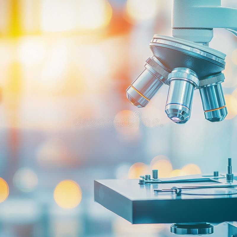 This Close-up View Shows the Microscope S Lenses and Stage for ...