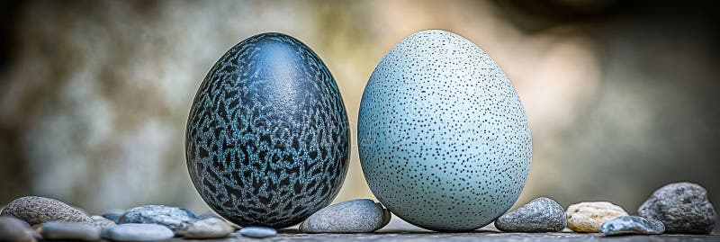 A Close-up View Shows Three Smooth Stones with Speckles Lying on Dark ...