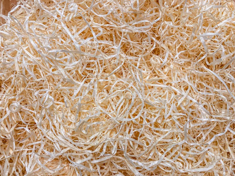 Close-up View of Shredded Material, Possibly Paper or Cardboard, with ...