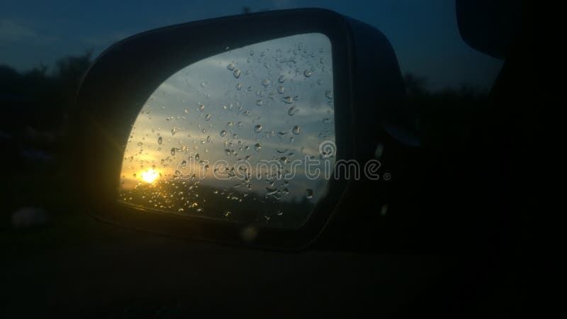 View in the Side Mirror of the Rear View of the Car Stock Photo - Image ...