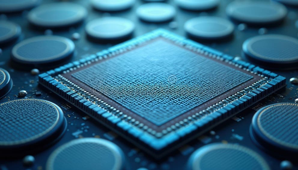 Close-up View of Silicon Wafer with Microcircuits. Complex Intricate ...