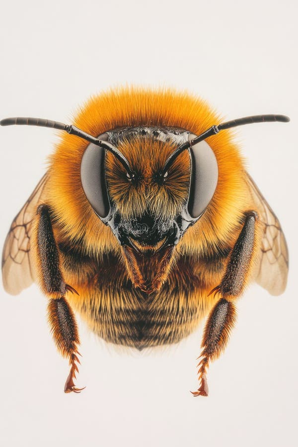 A Close-up View of a Single Bee Sitting on a Clean White Surface Stock ...