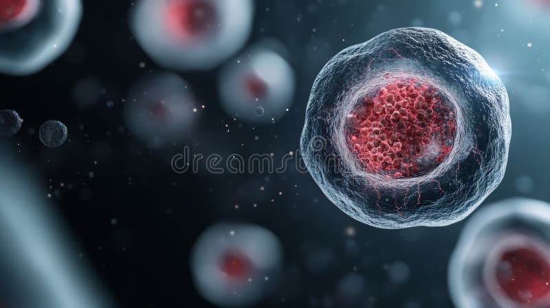 Close-up View of a Single Cell with a Nucleus and Other Cells in the ...