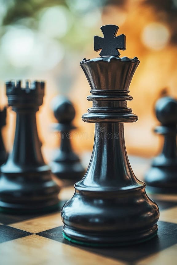 A Close-up View of a Single Chess Piece on a Chess Board Stock Image ...