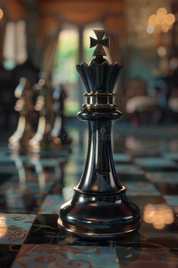 A Close-up View of a Single Chess Piece on a Standard Chess Board Stock ...