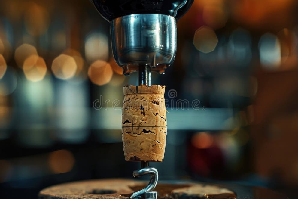 A Close-up View of a Single Cork Inserted Onto a Machine Stock Image ...