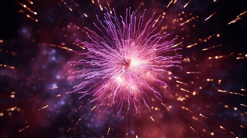 A Close-up View of a Single Firework in Mid-explosion, the Firework S ...