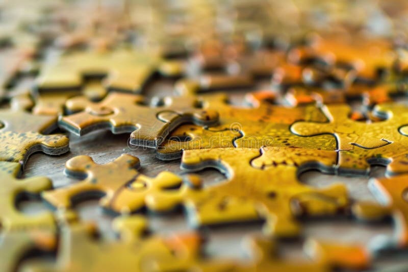 A Close-up View of a Single Puzzle Piece on a Table Stock Illustration ...