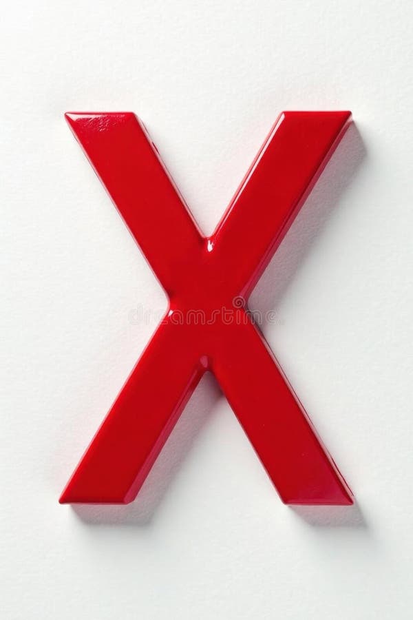 Close Up View of a Single Red X Against White, Geometry, Design, Danger ...