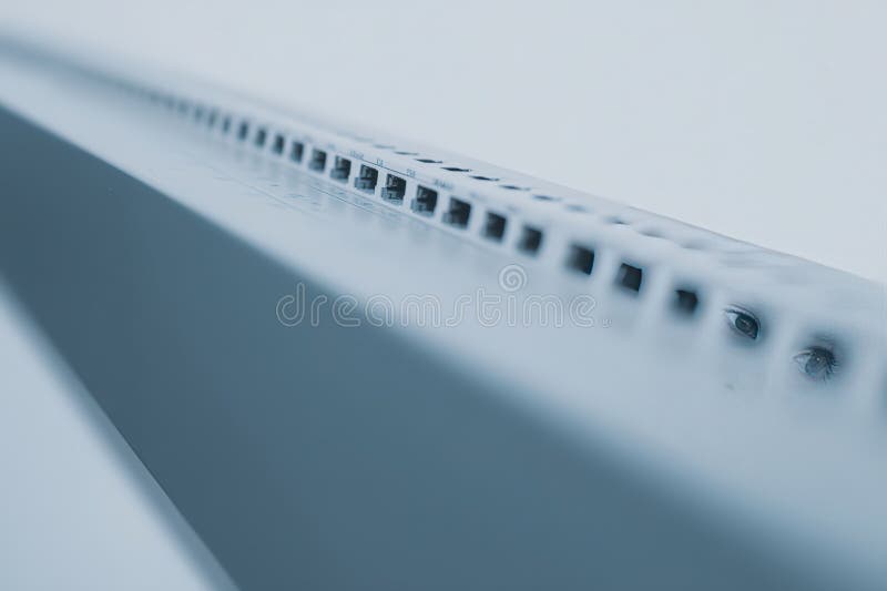 Close-up View of a Single Row Patch Panel Showing Numerous Connection ...
