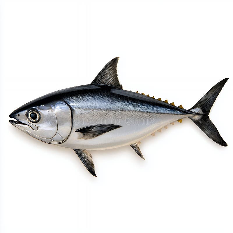 Closeup of a Single Tuna Fish on White Background Stock Illustration ...