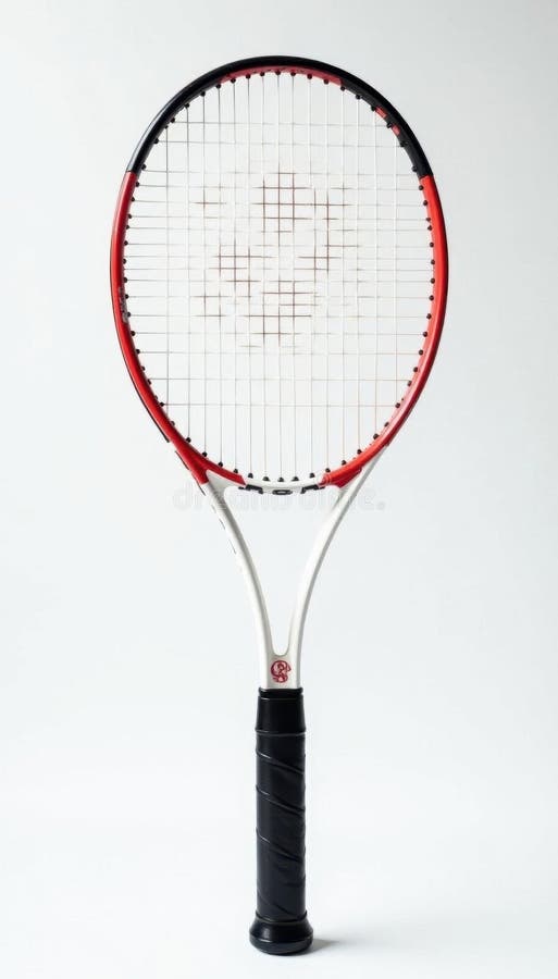 Close Up View of a Single Tennis Racket, Pure White Backdrop ...