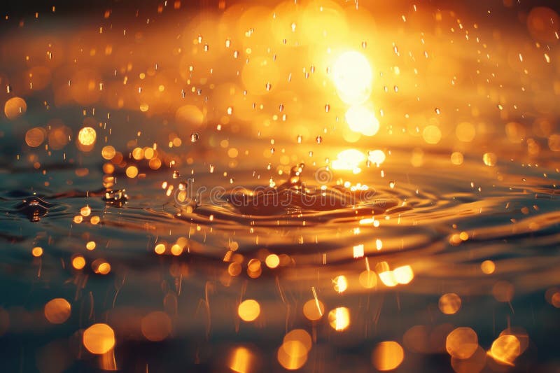 A Close Up View of a Single Water Drop Floating on the Surface of the ...