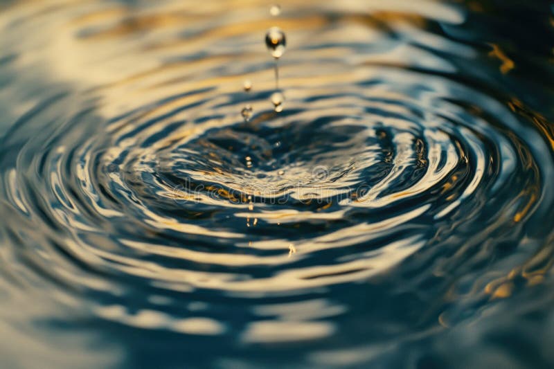 Close Up View Single Water Drop Floating Surface Body Stock Photos ...