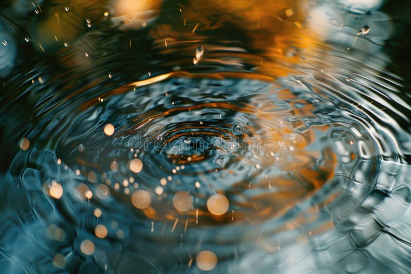 A Close-up View of a Single Water Droplet Sitting on the Surface of a ...