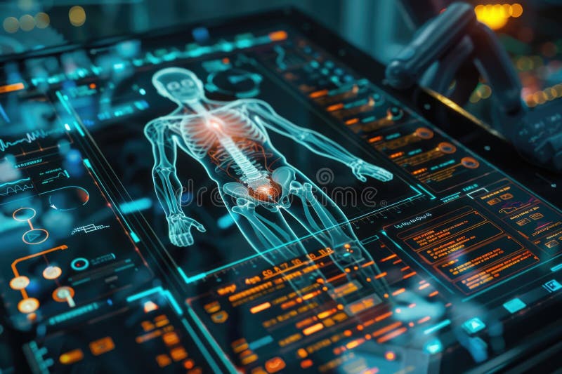 A Close-up View of a Skeleton Displayed on a Computer Screen. Ideal for ...