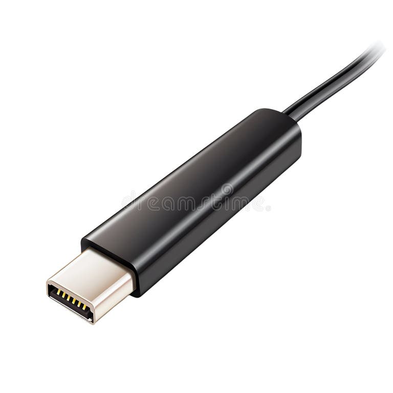 Close-up View of a Sleek Black USB-C Cable, Angled for a Dynamic ...