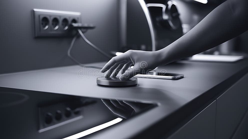 Modern Smart Home Control Panel with Hand Action Stock Photo - Image of ...