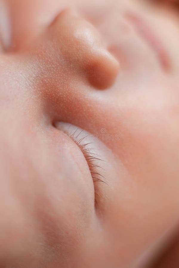 Close Up View of Sleeping Baby Eye and Eyelashes Stock Image - Image of ...