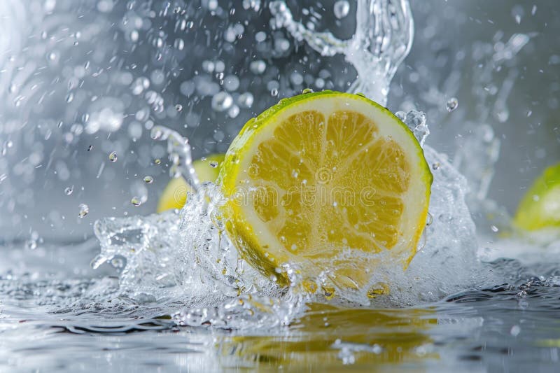 A Close-up View of a Slice of Lemon Floating in Water, Great for Use in ...