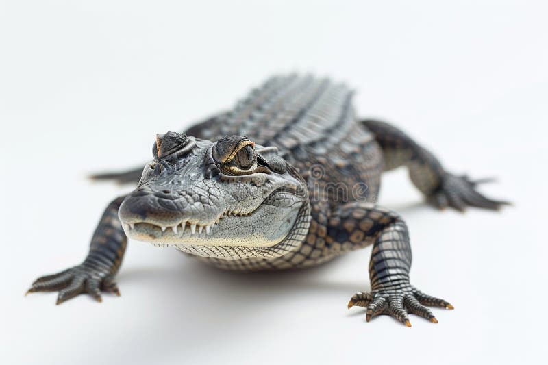 A Close-up View of a Small Alligator Sitting on a White Surface ...