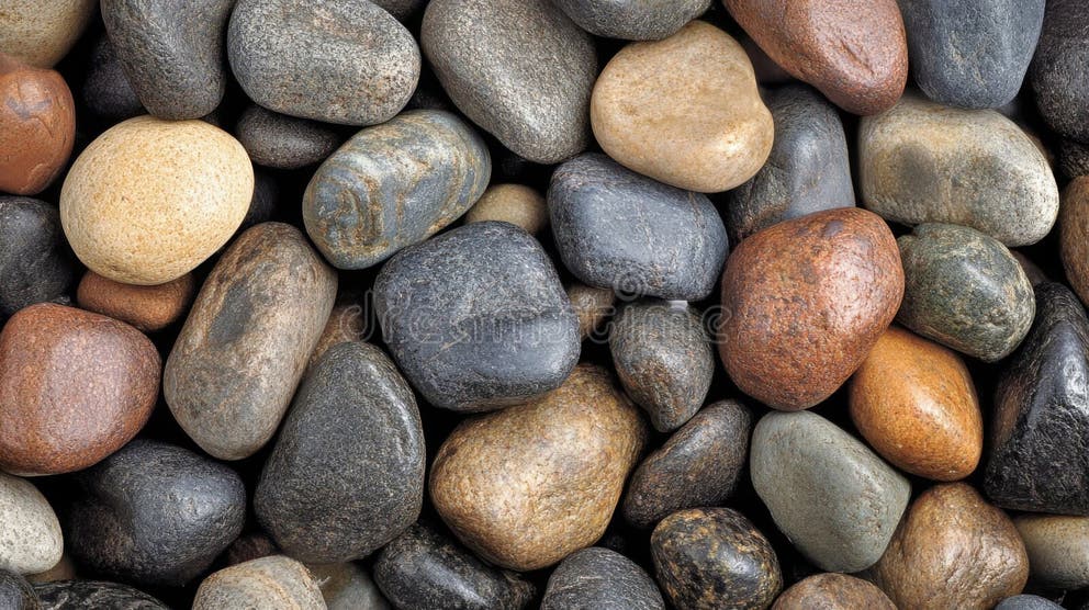 A Close-Up View of Smooth, Rounded Stones in a Variety of Colors and ...