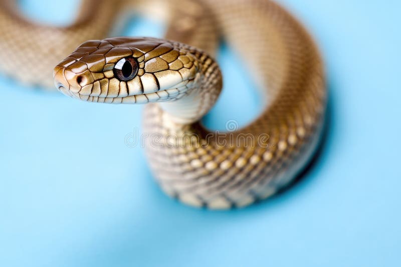 A Close-up View of a Snake S Head on a Blue Surface Stock Illustration ...