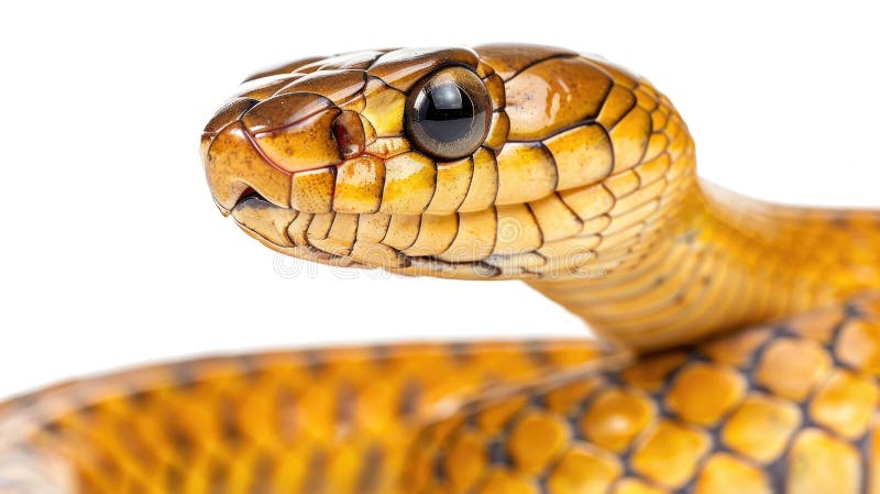 A Close-up View of a Snake S Head on a Plain White Surface Stock ...