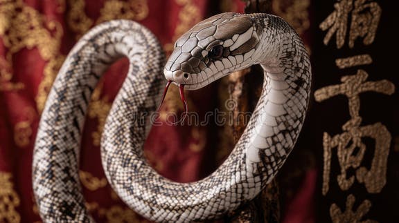 Close-up View of a Snake Wrapped Around a Pole Stock Illustration ...