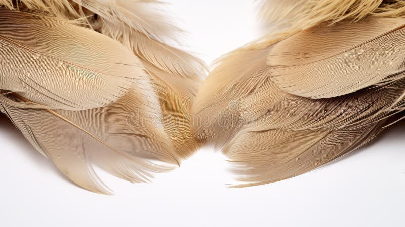 Close-up View of Soft Brown Feathers Pattern Against a White Background ...