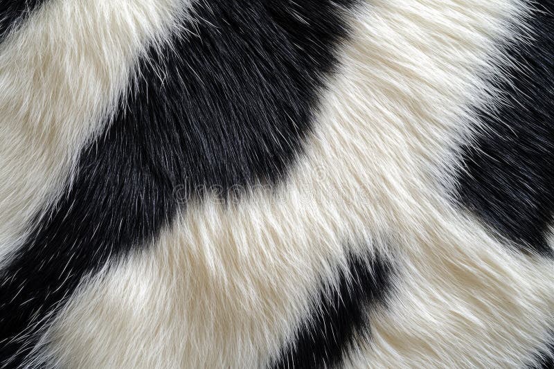 Close-up View of Soft, Fluffy Fur with a Striking Black and White ...