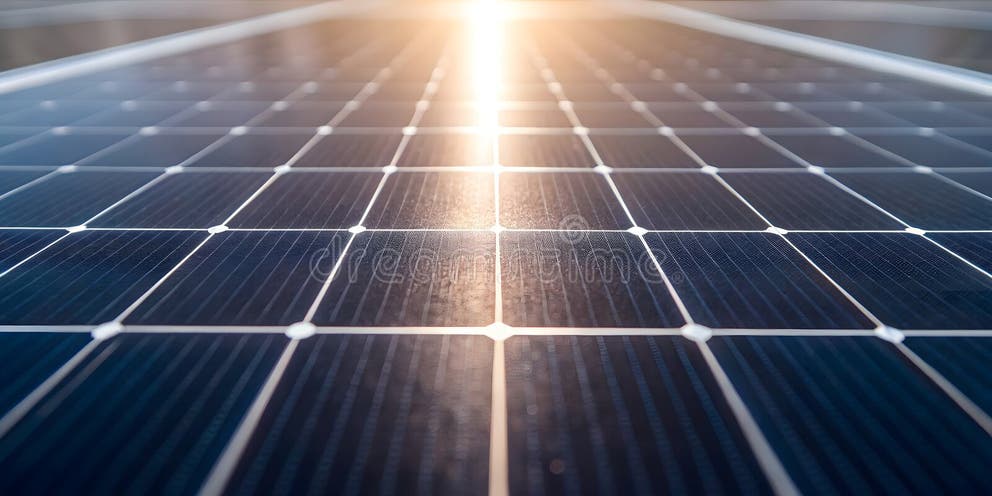 Sunlight Illuminates Solar Panel Grid a Close-Up View of Clean Energy ...