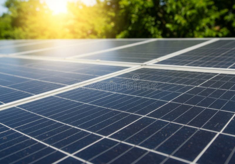Close Up View of Solar Panels Under Bright Sunlight Stock Illustration ...