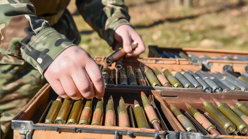 Hands Moving with Precision, Soldiers Distribute the Tools of War. Stock Photo - Image of modern ...