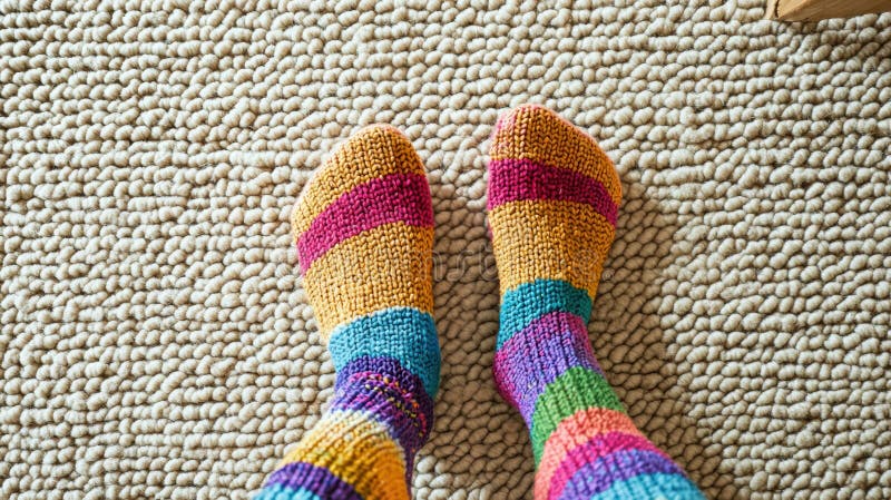 Close-up View of Someone S Feet Wearing Colorful Socks with Various Funky Patterns Stock ...