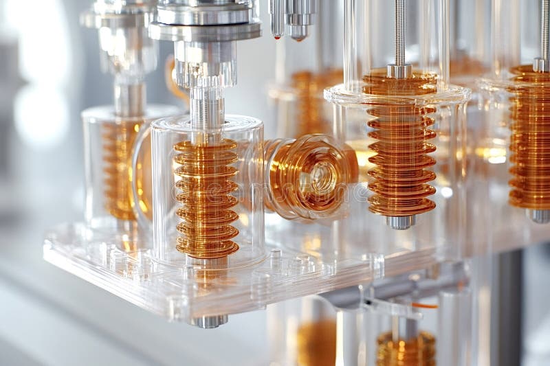 Complex Modern Industrial Machine with Transparent Plastic and Copper ...